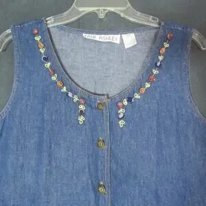 Jane Ashley | Dresses | Jane Ashley Denim Jean Dress Large Blue Floral ...